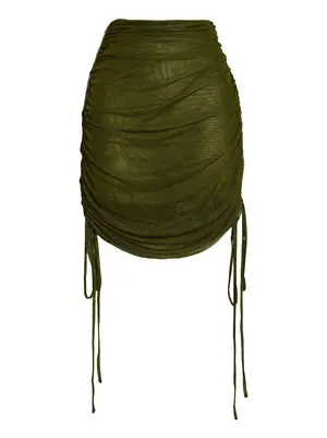 Lapointe Ruched Mini Skirt - Army Green
