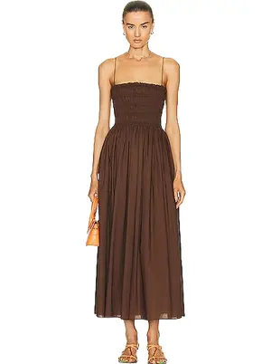 Matteau Shirred Bodice Midi Dress Sable