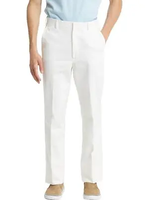 Berle Flat-front Classic Fit Cotton Trousers - White