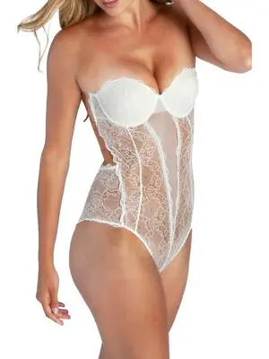 Fashion Forms Lace Backless Strapless Adhesive Cup Bodysuit - Candlelight White