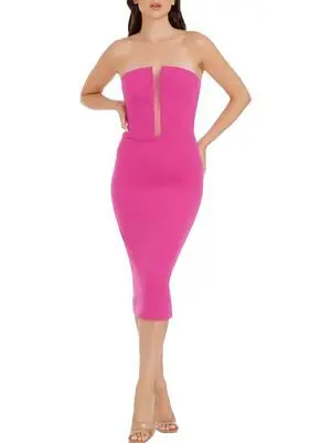 Dress The Population Erica Strapless Sheath Cocktail Dress - Bright Fuchsia