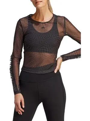 Adidas Print Clash Long Sleeve Yoga Shirt - Black