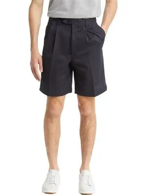 Berle Microfiber Pleated Shorts - Navy