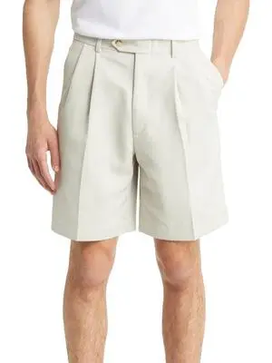 Berle Microfiber Pleated Shorts - Stone