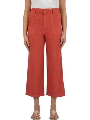 Kut From The Kloth KUT From The Kloth Topaz High-Waisted Wide-Leg Linen-Blend Pants Clay
