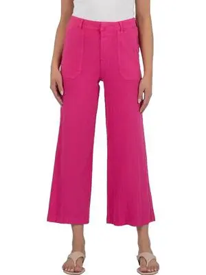 Kut From The Kloth KUT From The Kloth Topaz High-Waisted Wide-Leg Linen-Blend Pants Fuchsia