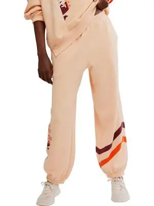 Free People All Star Oversize Graphic Joggers - Pastel Peach Sport