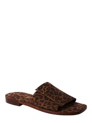 Free People Verona Leather Slide Sandal - Chestnut Leopard