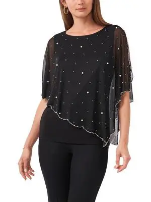 Chaus Embellished Asymmetric Top - Black 001
