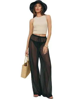 REFORMATION Olina Pant Sheer Black