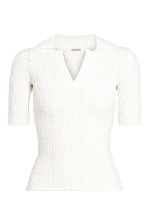 Adam Lippes Pointelle-knit Polo Sweater - Ivory