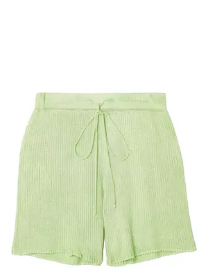 Calle Del Mar Ribbed-knit Shorts - Light Green