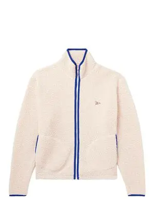 DRAKE'S Logo-embroidered Wool-blend Fleece Jacket - Neutrals