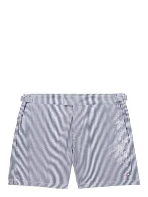 Loro Piana Schooner Striped Seersucker Swim Shorts - Blue