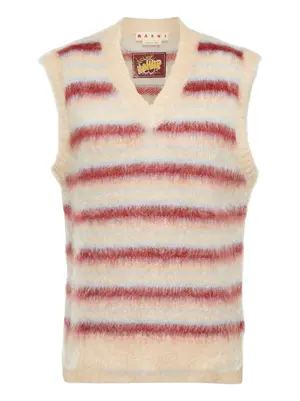Marni Striped Wool-blend Sweater Vest - Beige