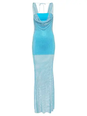 Giuseppe Di Morabito Giuseppe Di Morabito Embellished Mesh Gown Blue