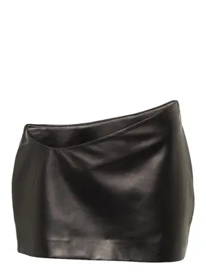 MONOT Mônot Asymmetric Leather Miniskirt - Black