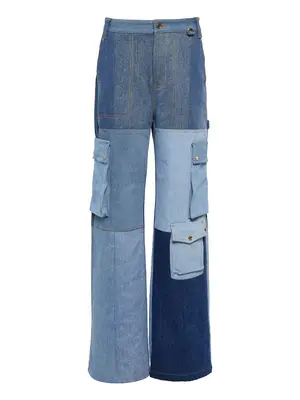 MARINE SERRE Monogram Wide-leg Jeans - Blue