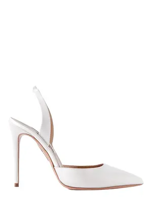 AQUAZZURA So Nude 105 Satin Slingback Pumps - White