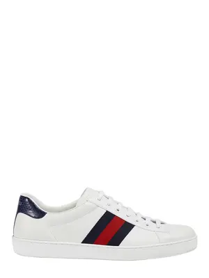 Gucci Leather Low-Top Sneakers White/blue