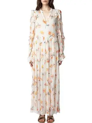 ZADIG&VOLTAIRE Riciny Mousseline Ruffled Floral Maxi Dress