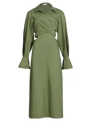 Simkhai Giulia Linen-blend Wrap Maxi Dress Verde