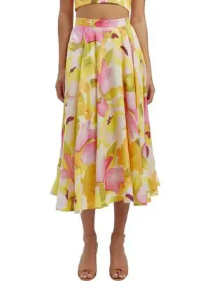 Bardot Mirabelle Floral Print Midi Skirt - Wall Floral