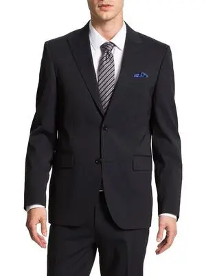 Sand Trim Fit Wool Blend Suit - Navy