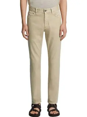 Zegna Garment Dyed Stretch Linen & Cotton Slim Fit Jeans - Beige