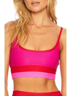 Beach Riot Beach Riot Eva Colorblock Bikini Top Fuchsia Red Neon Pink