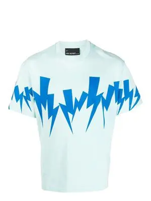 Neil Barrett Thunderbolt-print Cotton T-shirt - Blue