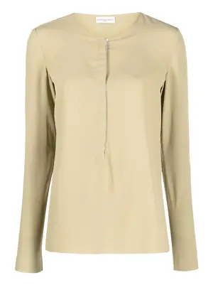 Veronique Leroy Round-neck Long-sleeve Blouse - Green