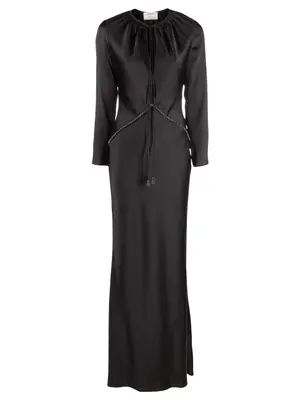 V:PM ATELIER Crystal-embellished Long-sleeve Dress - Black
