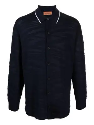 Missoni Contrasting-trim Wool-blend Shirt - Blue