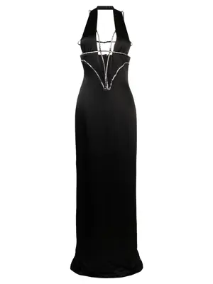 GENNY Crystal-embellished Halterneck Dress - Black