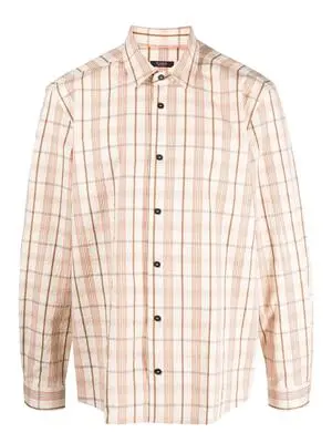 Peserico Check-pattern Long-sleeve Shirt - Neutrals