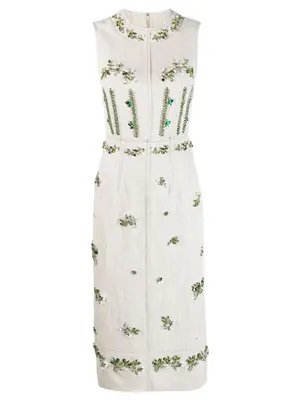 Erdem Ellery Linen Midi Dress - Neutrals