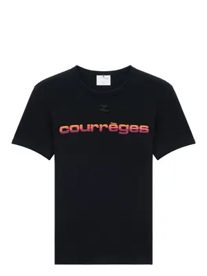 COURREGES Logo-print Crew-neck T-shirt - Black