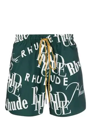 Rhude Graphic-print Deck Shorts - Green