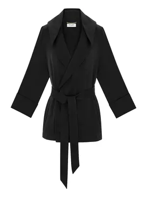 Saint Laurent Silk Wrap Jacket - Black