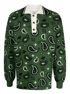 Pringle Of Scotland Paisley-jacquard Polo-collar Jumper - Green