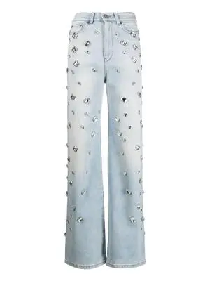 Vivetta Crystal-embellished Straight-leg Jeans - Blue