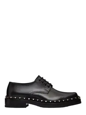 Valentino Garavani Rockstud Leather Derby Shoes - Black