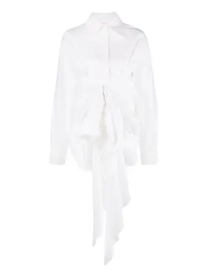 QUIRA Draped Cotton Shirt - White