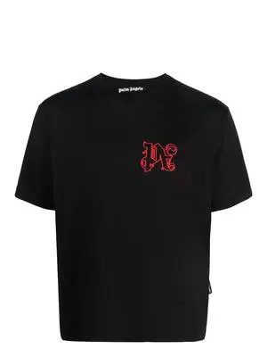 Palm Angels Logo-embroidered Cotton T-shirt - Black
