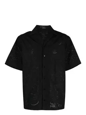 Versace Perforated-detail Button-up Shirt - Black