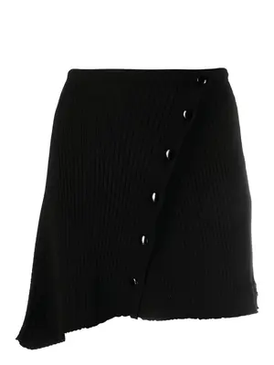 COURREGES Asymmetric Ribbed-knit Mini Skirt - Black
