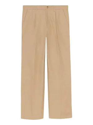 Gucci Embroidered Canvas Trousers Neutrals