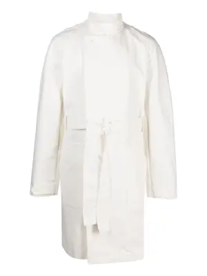 WINNIE N.Y.C Stand-up Collar Belted Cotton Coat - Neutrals