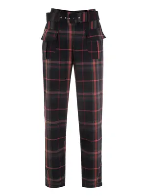 OLYMPIAH Check-print Trousers - Brown